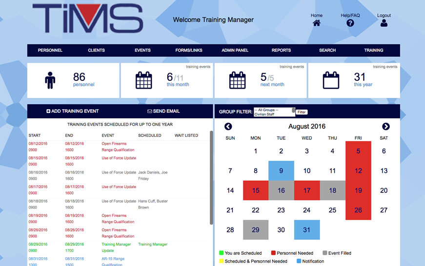 Training Management & Scheduling Software | TIMS from PSSG